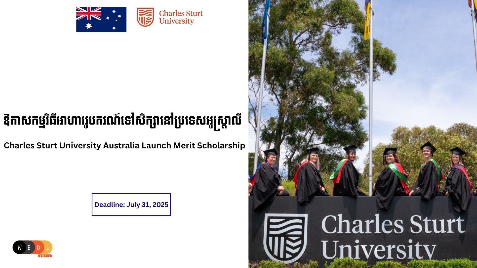 Charles Sturt University Australia launch Merit Scholarship | WEduShare