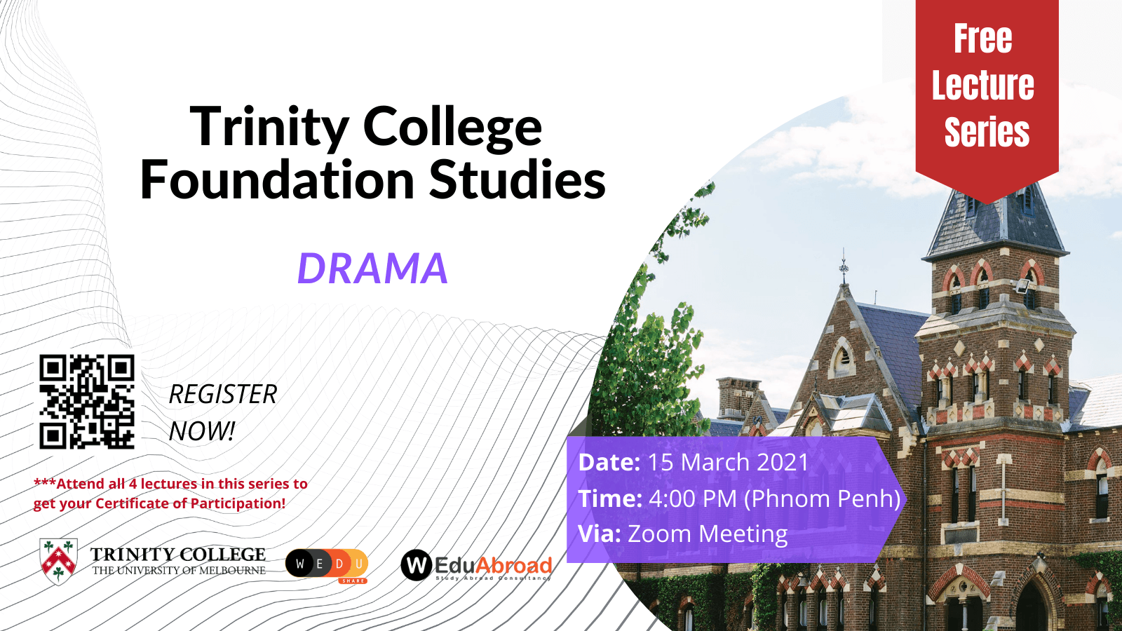 Trinity College Foundation Studies FREE Lecture Series Drama | WEduShare